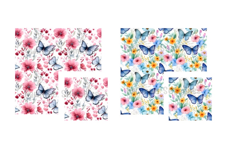 28 Watercolor Butterfly Flower Patterns - Download Printable Scrapbook ...