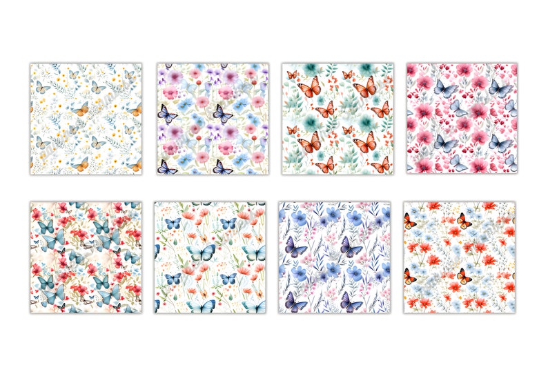 28 Watercolor Butterfly Flower Patterns - Download Printable Scrapbook ...