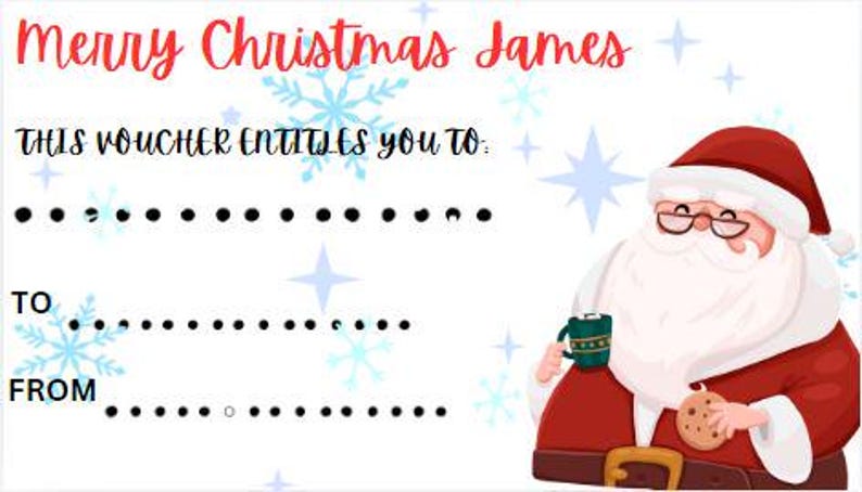 Editable Christmas Gift Voucher. Printable and Digital E Card. Santa ...