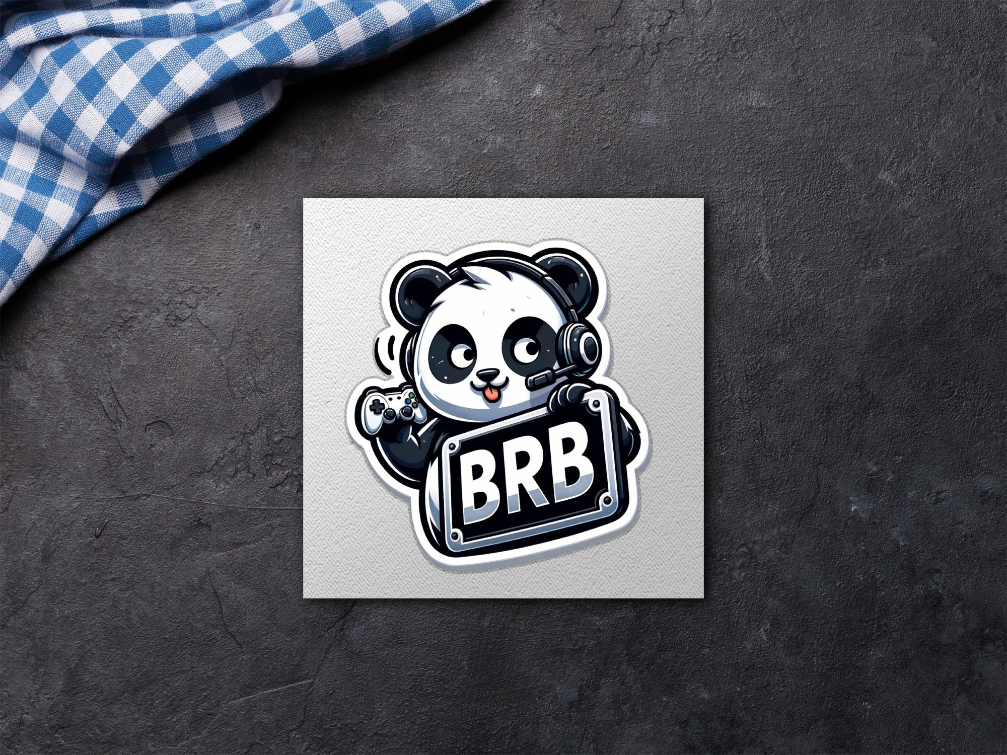 Cute Panda Gamer Sticker, BRB Gaming Vinyl Decal, Laptop and Water ...