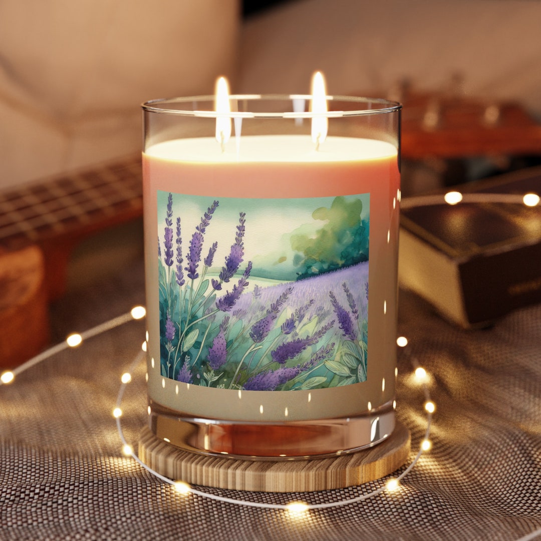 Luxury Candles: Minted Lavender & Sage Scented Soy Candle in Glass With Lid, 11oz Gifts for ...