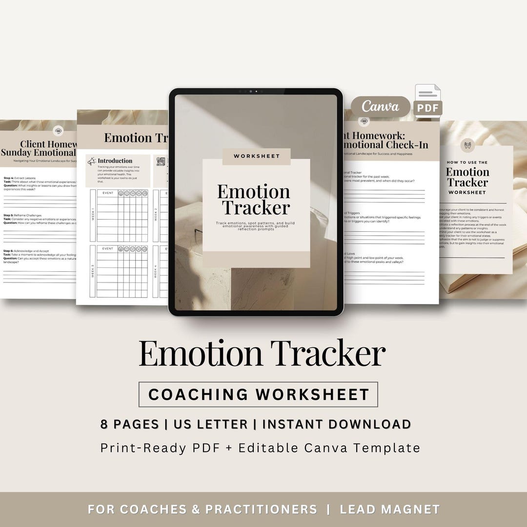 Emotion Tracker Worksheet PDF Printable Coaching Worksheets Emotional ...
