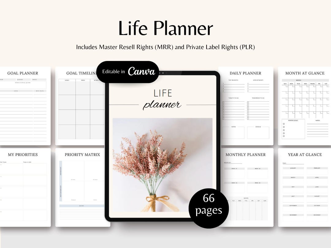 Life Planner Printable Digital Life Planner Canva Daily Planner Life ...