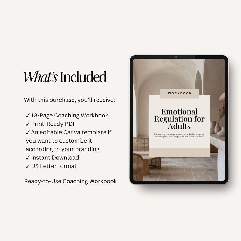 Emotional Regulation Workbook for Adults Printable Workbook PDF Coping ...