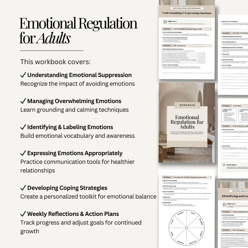 Emotional Regulation Workbook for Adults Printable Workbook PDF Coping ...