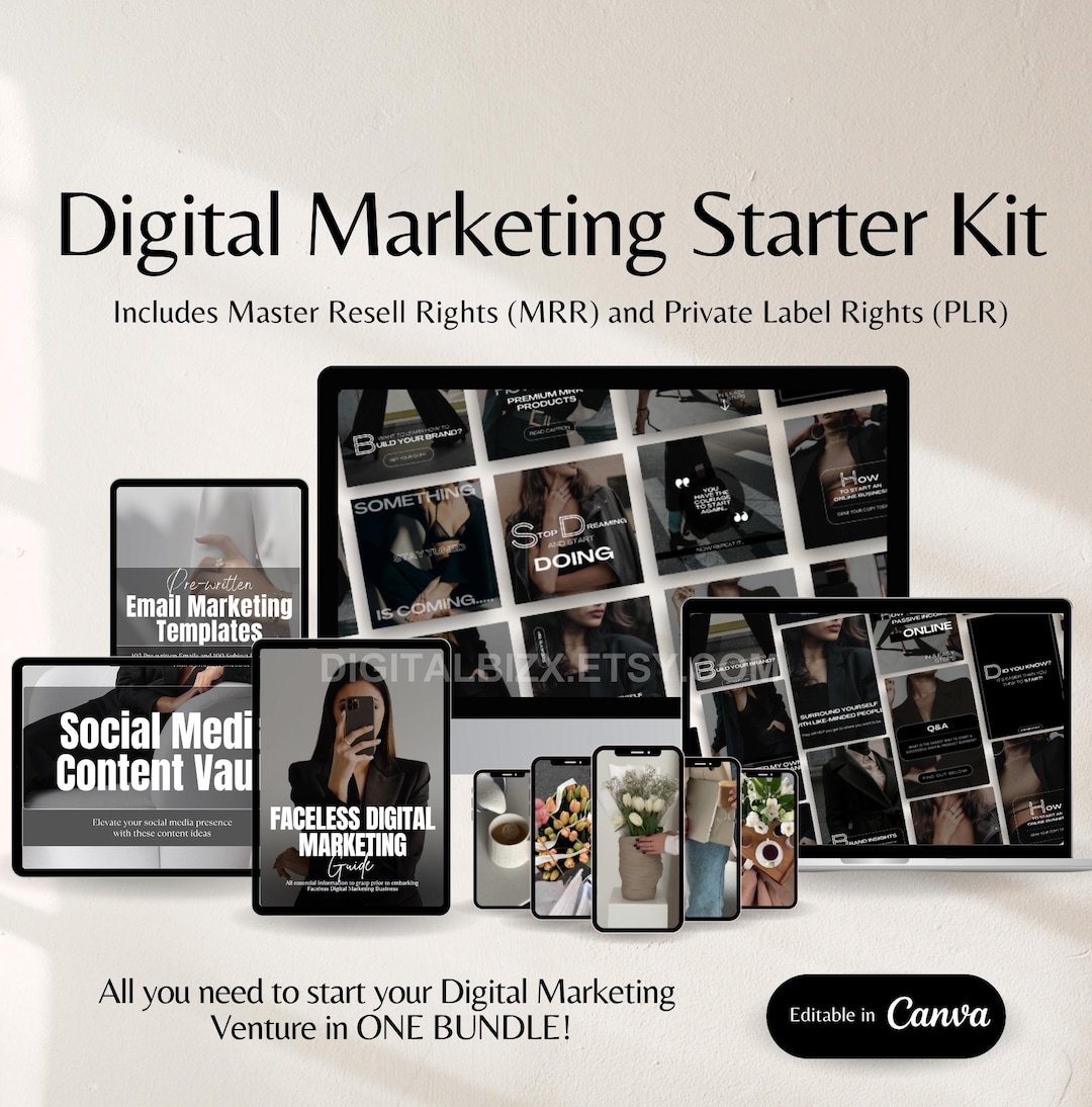 Faceless Digital Marketing Starter Kit Bundle W Master Resell Rights MRR and PLR Bundle Digital ...