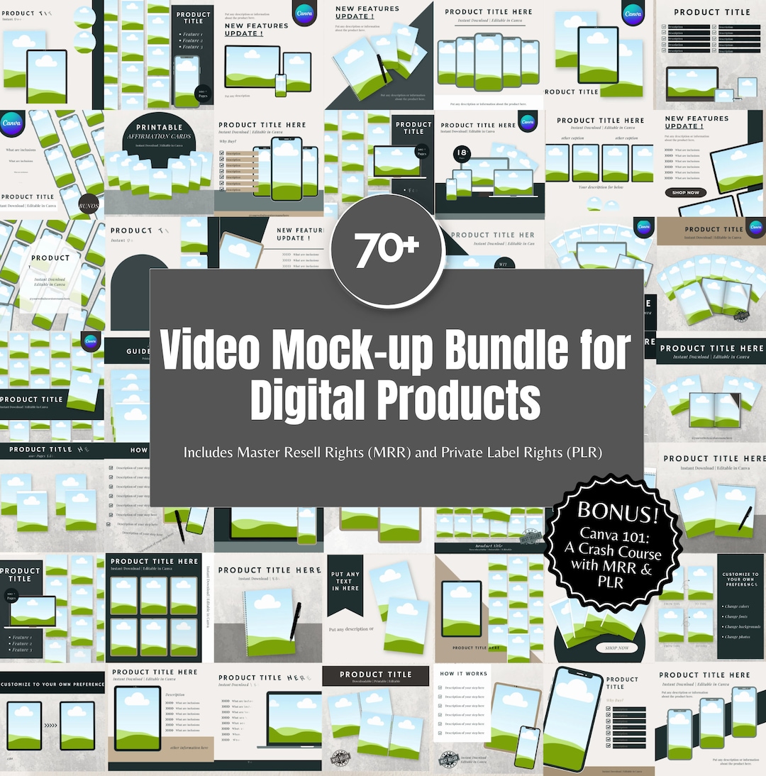70 Video Mockup Bundle for Digital Products to Sell on Etsy With Master ...