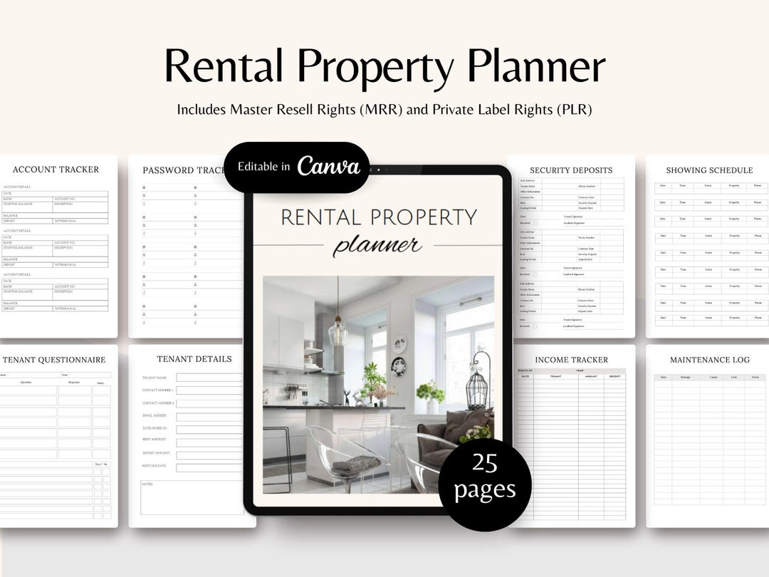 Rental Property Planner Rental Planner Template Vacation Rental House ...