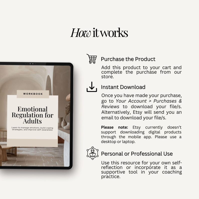 Emotional Regulation Workbook for Adults Printable Workbook PDF Coping ...