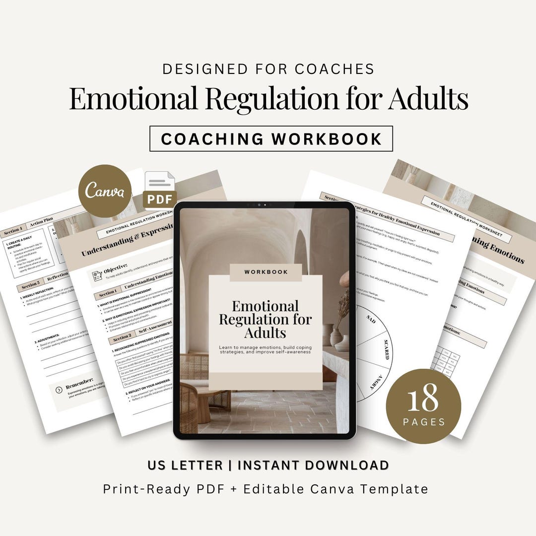 Emotional Regulation Workbook for Adults Printable Workbook PDF Coping ...