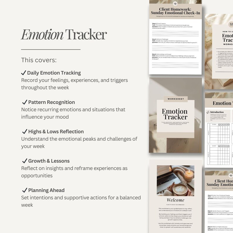 Emotion Tracker Worksheet PDF Printable Coaching Worksheets Emotional ...