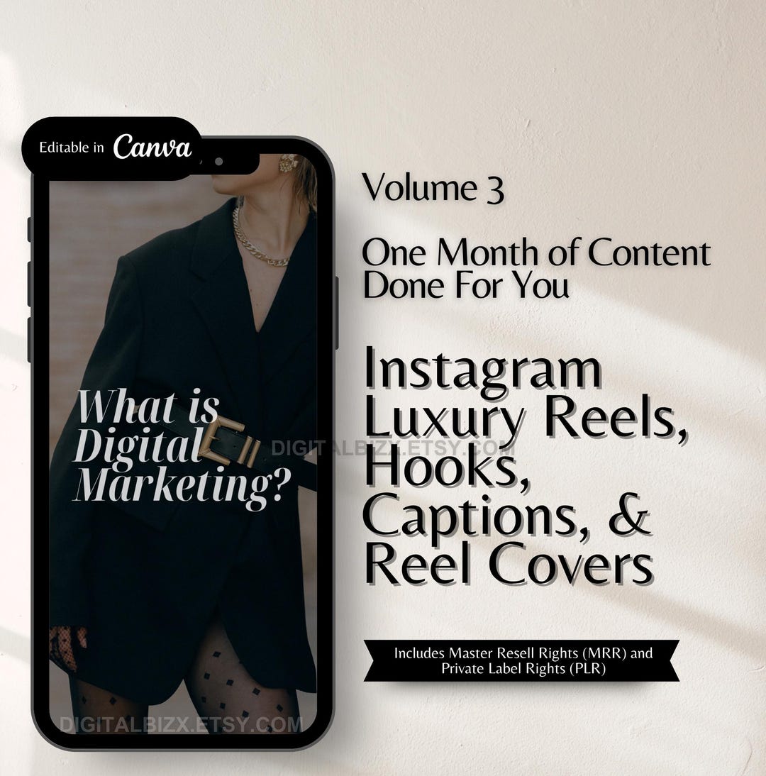 Vol 3 Instagram Hooks, Captions, Reels, and Reel Covers MRR Luxury Reel ...