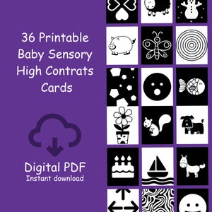 Printable High Contrast Sensory Baby Cards. Black and White Cards ...