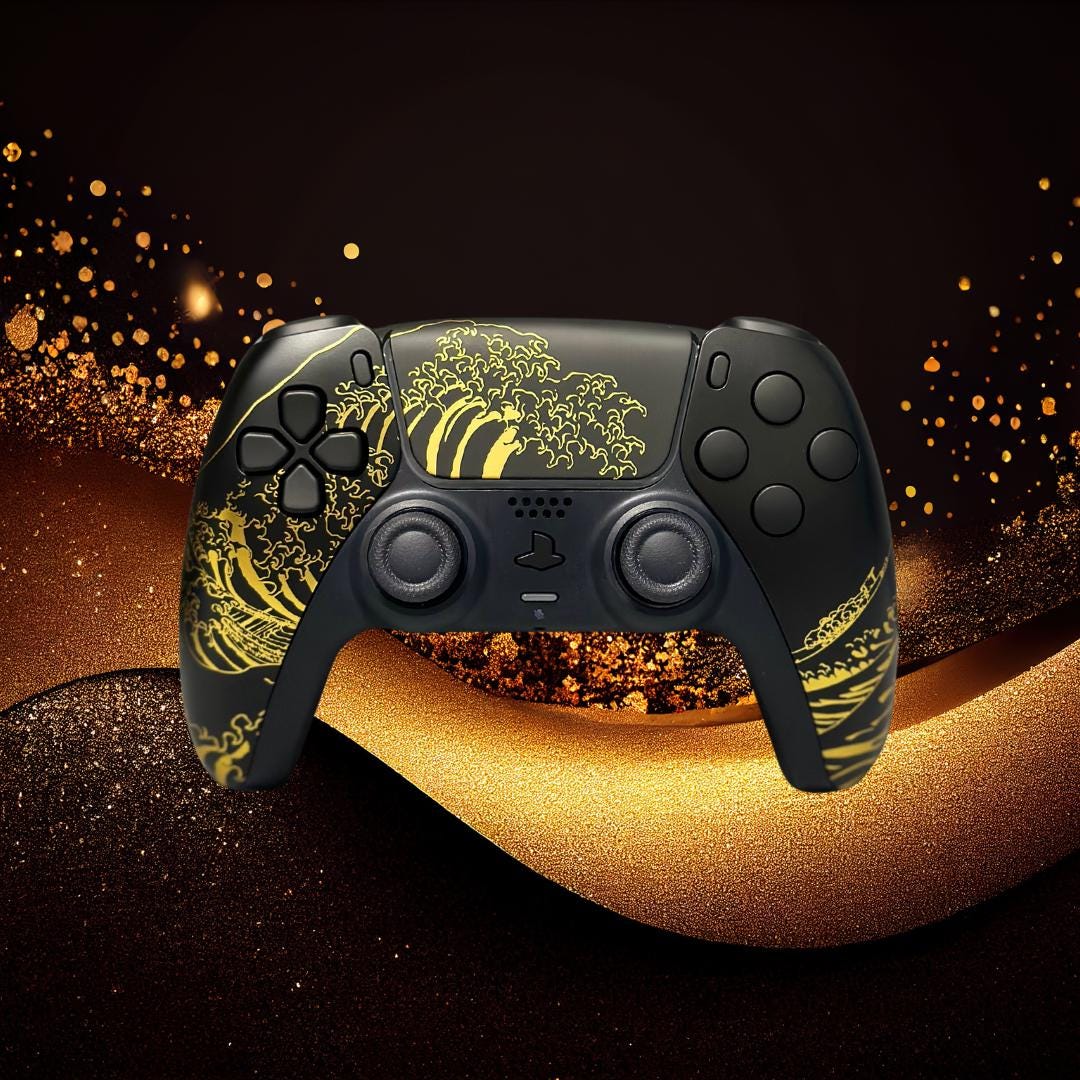 PS5 Custom Controller Black Kanagawa - Etsy