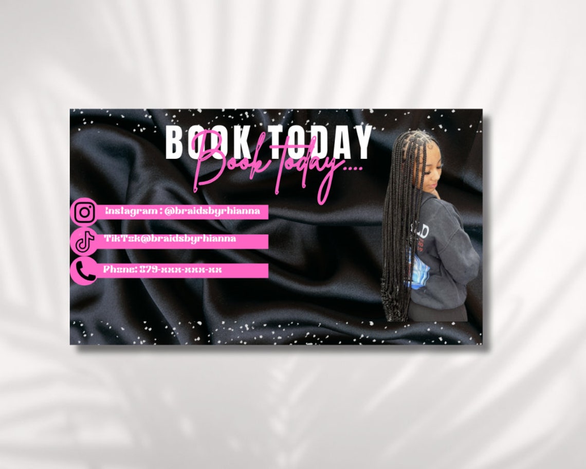 Editable Business Card Template for Braids, Lashes, Wigs, and Nails ...