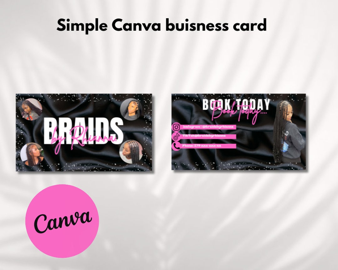 Editable Business Card Template for Braids, Lashes, Wigs, and Nails ...