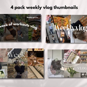 4-pack Editable "that Girl" Youtube Vlog Thumbnails - Canva Templates ...