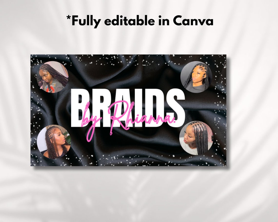 Editable Business Card Template for Braids, Lashes, Wigs, and Nails ...