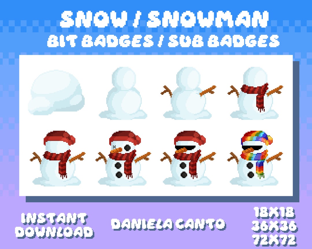 Pixel Art Twitch Badges Snow Twitch Badges Pixel Art Snowman Badge ...