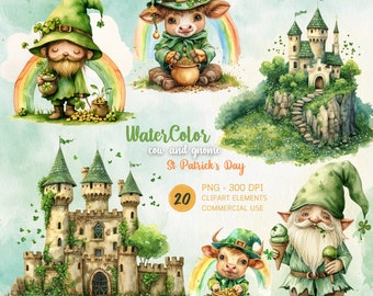 Watercolor St Patricks Highland Cows Clipart, 24 PNG Irish Clipart ...