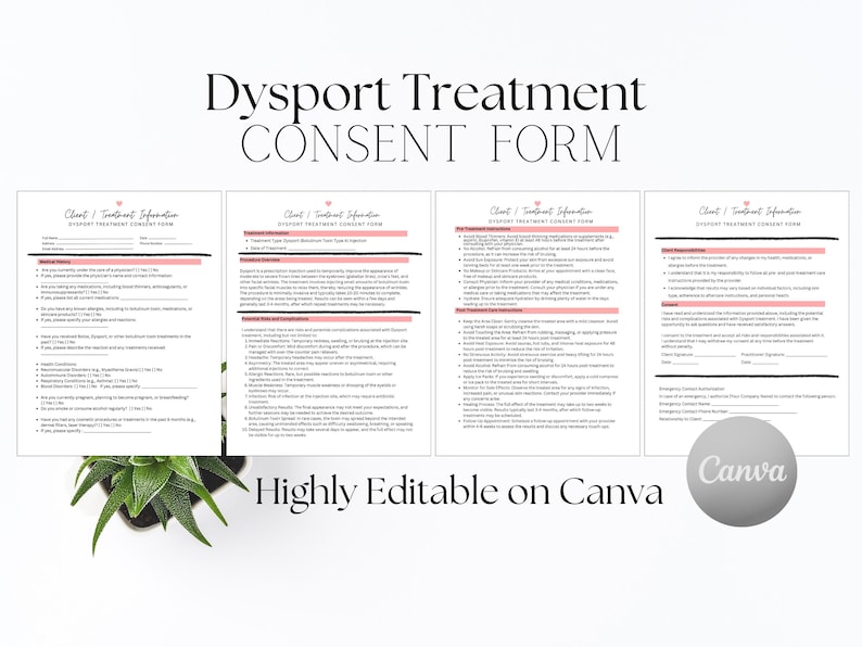 Dysport Treatment Consent Form Printable Esthetician Treatment ...