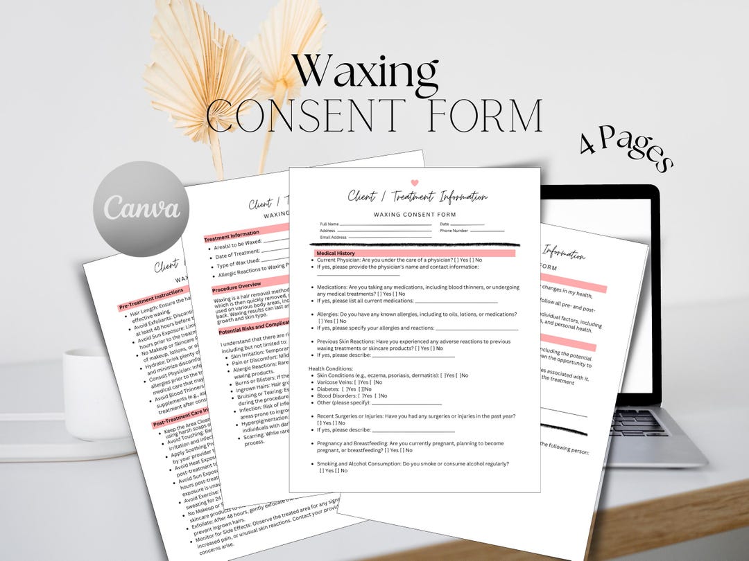 Editable Waxing Form | Client Consent & Treatment Agreement | Printable ...