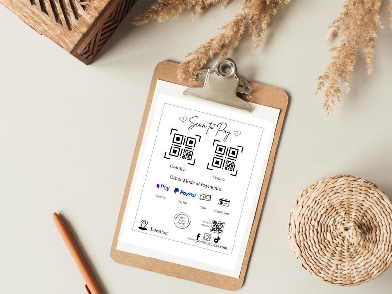 Plantilla de pago con código QR para escanear para pagar, letrero ...