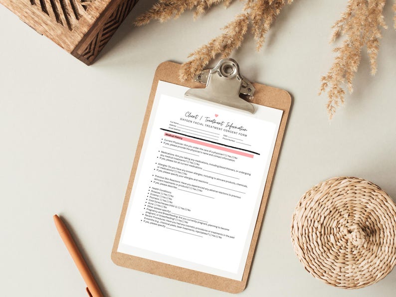 Oxygen Facial Client Consent Form | Editable Waiver & Treatment ...