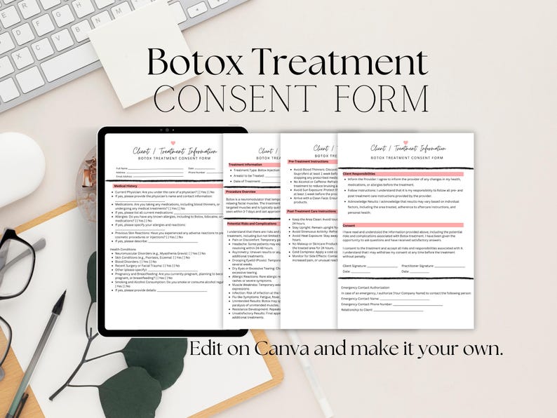Botox Treatment Consent Form Printable Esthetician Treatment Consent ...