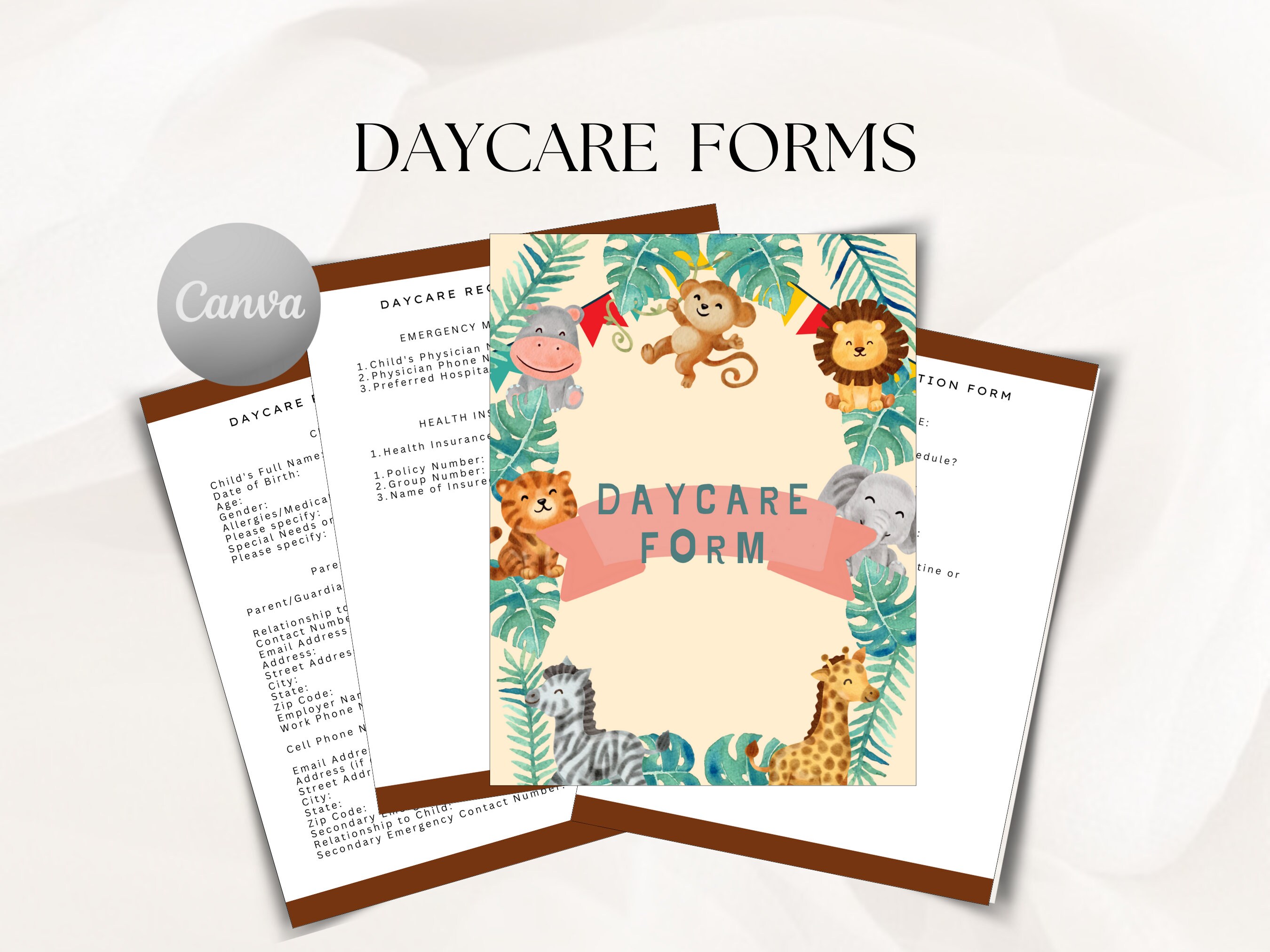 Daycare Forms, Childcare Forms and Contract, Handbook, Preschool ...
