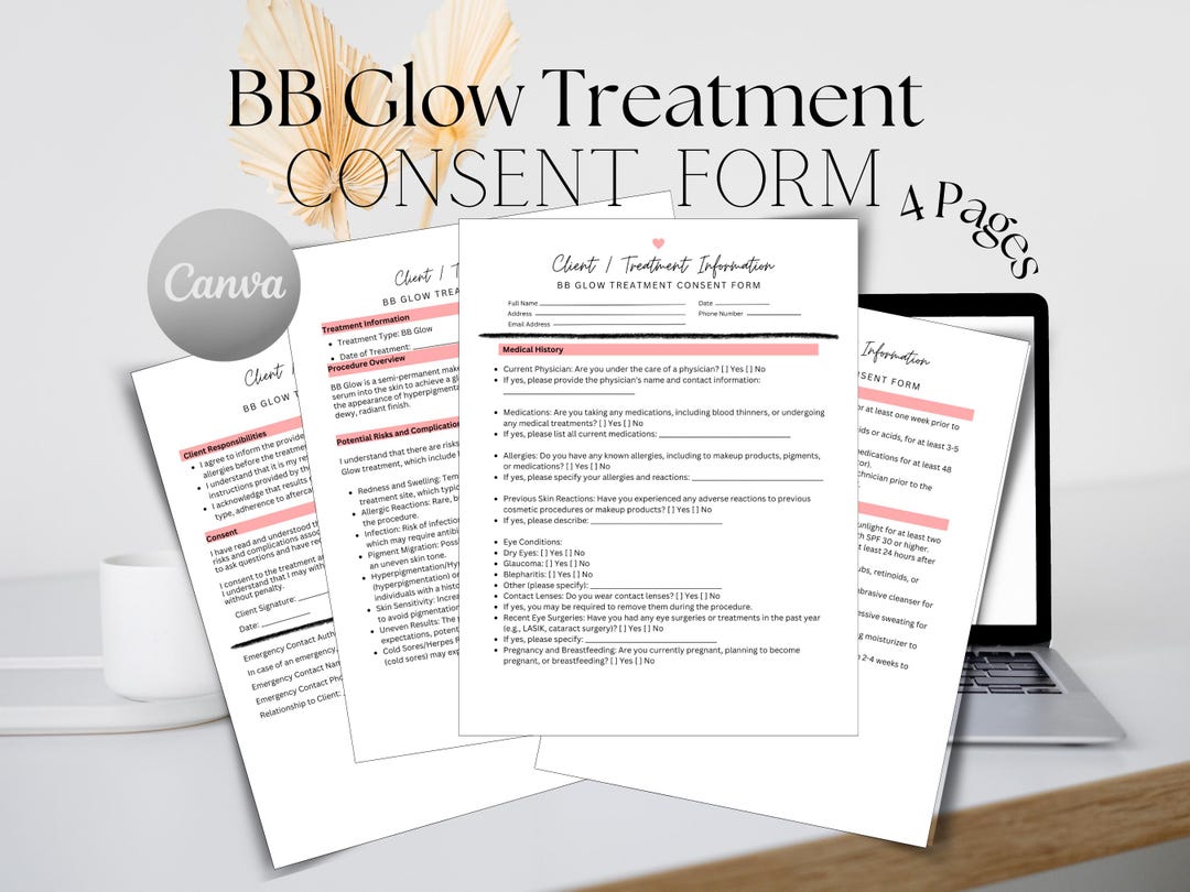 BB Glow Treatment Consent Form Printable Esthetician Treatment Consent ...
