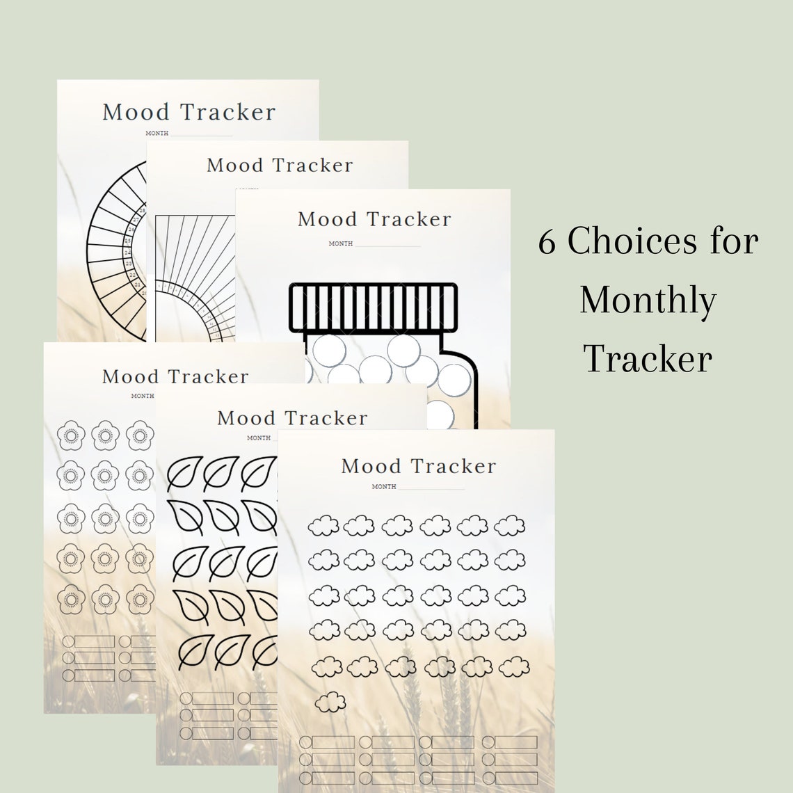 Mood Tracker, Daily Mood Tracker, Monthly Tracker, Yearly Tracker, Mood ...