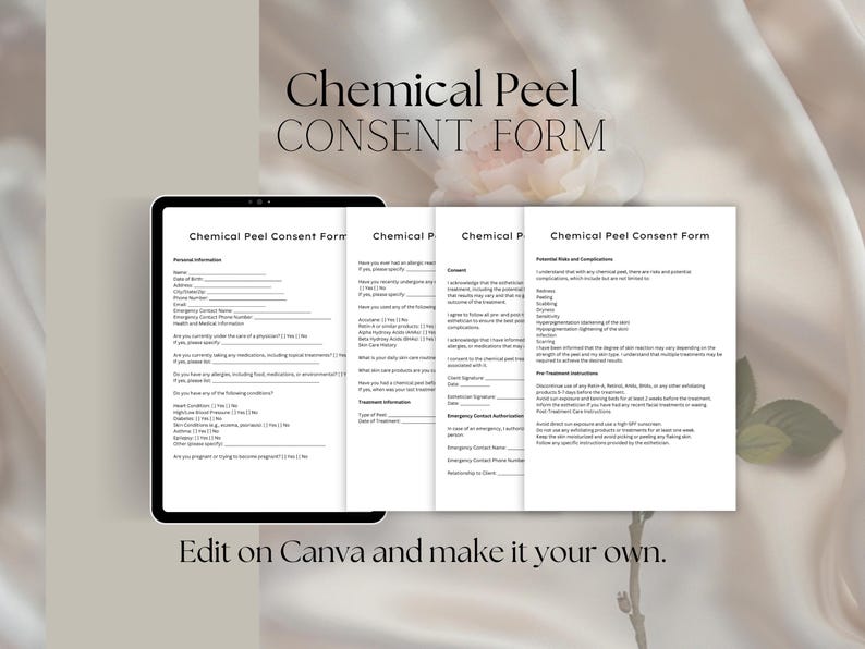 Chemical Peel Consent Form Printable Esthetician Treatment Consent Form ...