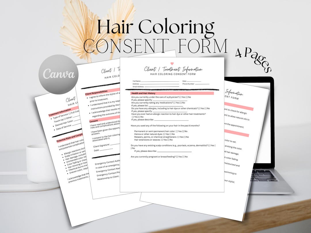 Hair Coloring Treatment Consent Form Printable Esthetician Treatment ...