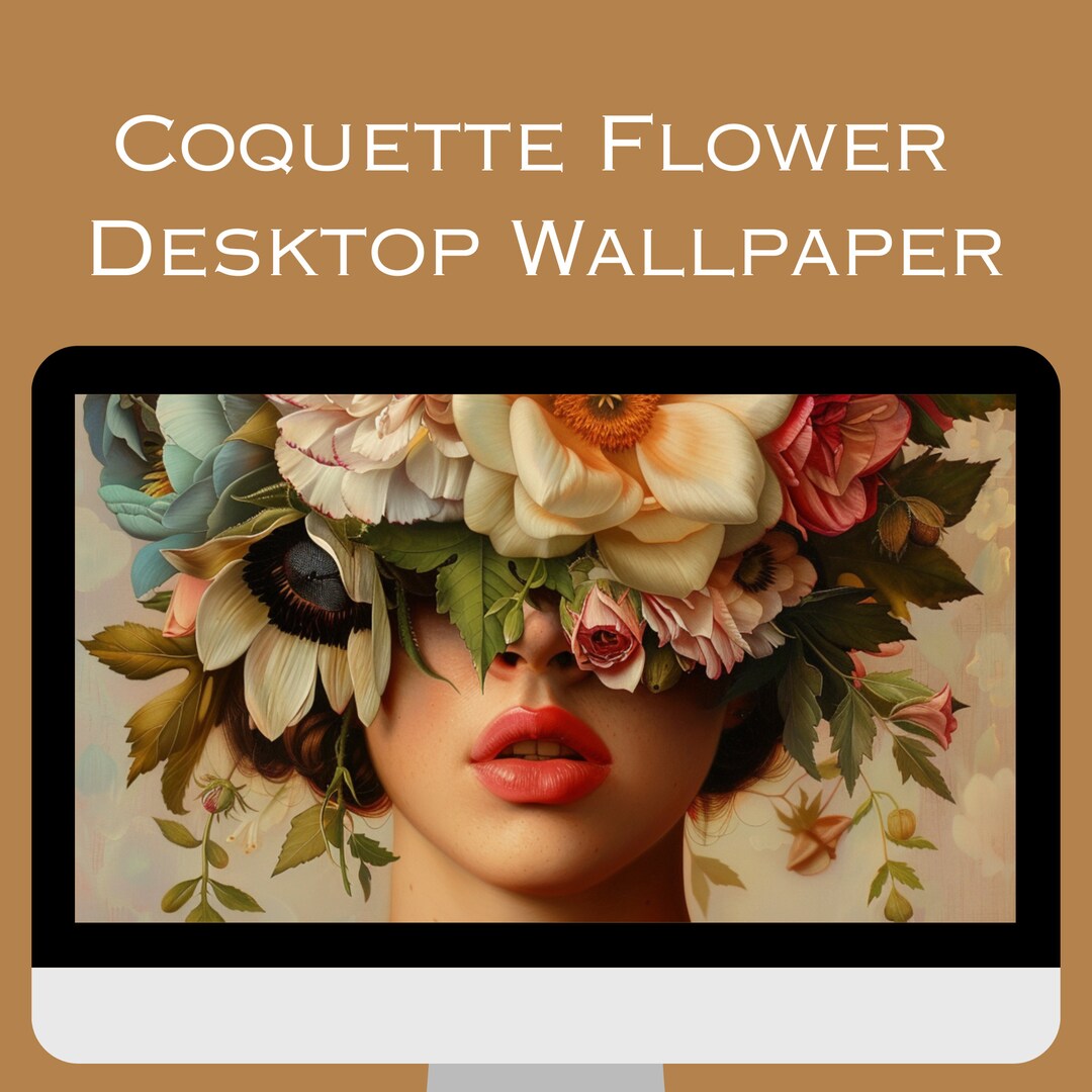 Coquette Flower Art Desktop Wallpaper, Floral, Girl Wallpaper, Coquette ...