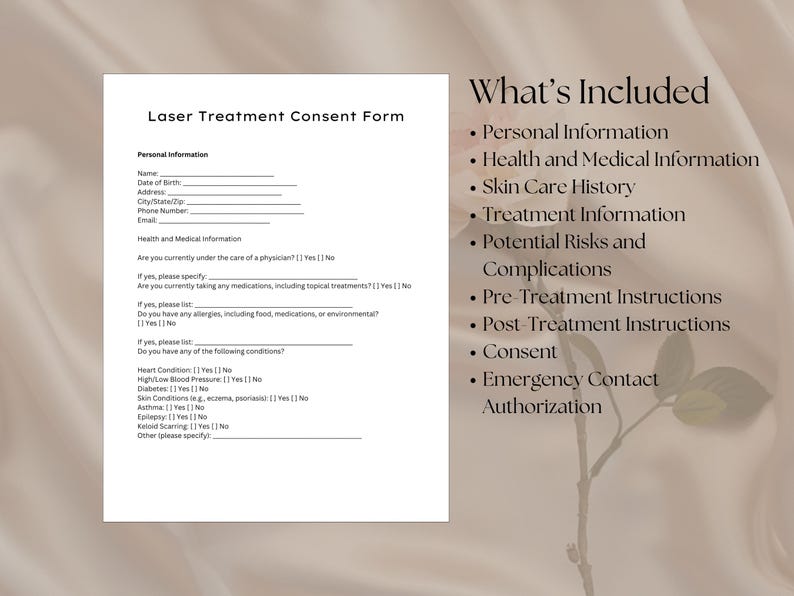 Editable Laser Treatment Form | Client Consent & Treatment Agreement ...