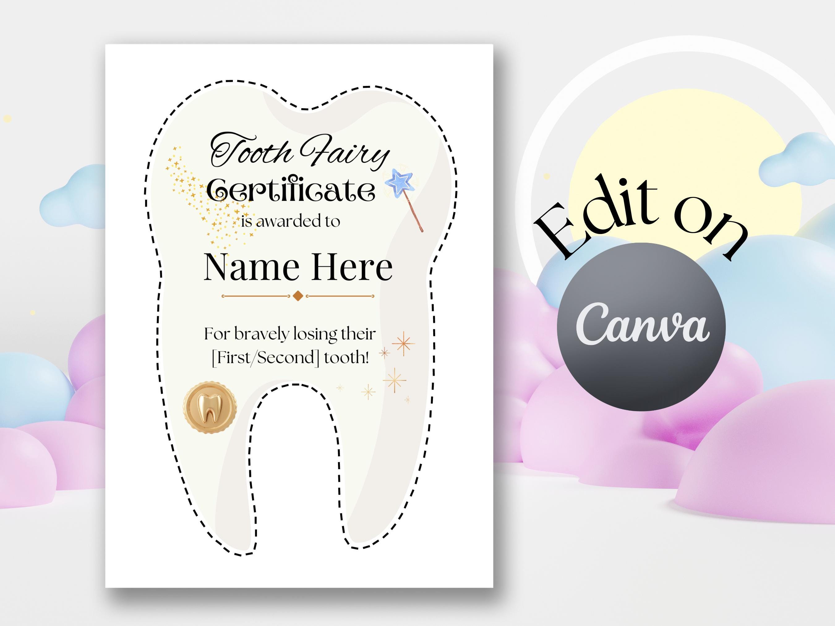 Tooth Fairy Certificate Template Tooth Fairy Note Personalized and ...