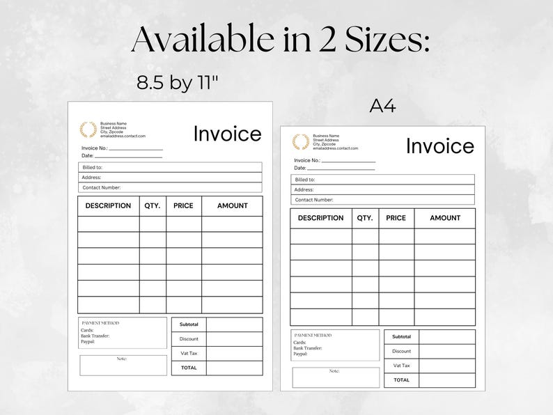 Invoice Template | Printable Billing & Receipt Form | Customizable ...