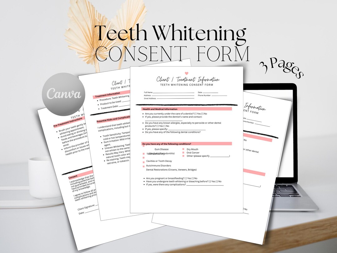 Teeth Whitening Treatment Consent Form Printable Dental Treatment ...