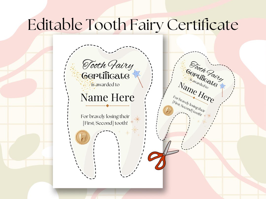 Tooth Fairy Certificate Template Tooth Fairy Note Personalized and ...