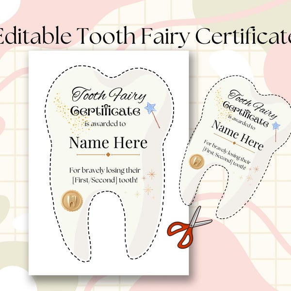 Tooth Fairy Certificate Template Tooth Fairy Note Personalized and ...