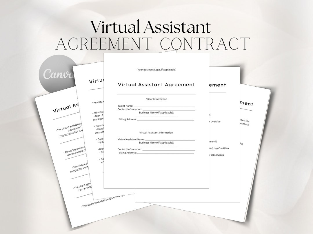 Virtual Assistant Agreement Contract Printable Agreement Forms for Virtual Assistants Editable ...