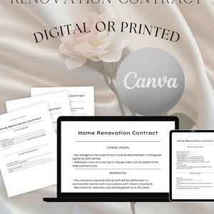 Home Renovation Contract Canva Template Home Renovation Form Agreements ...