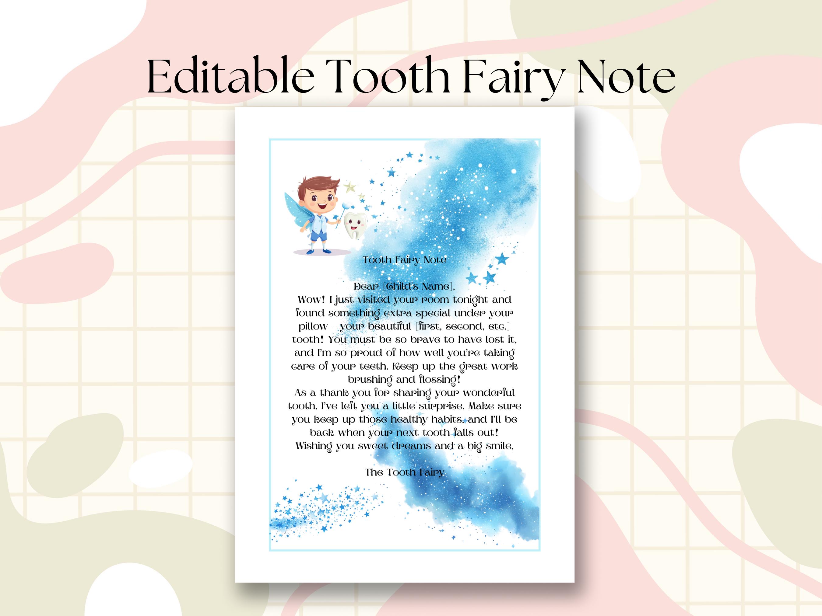 Editable Tooth Fairy Letter Template: Personalized Kids Certificate ...