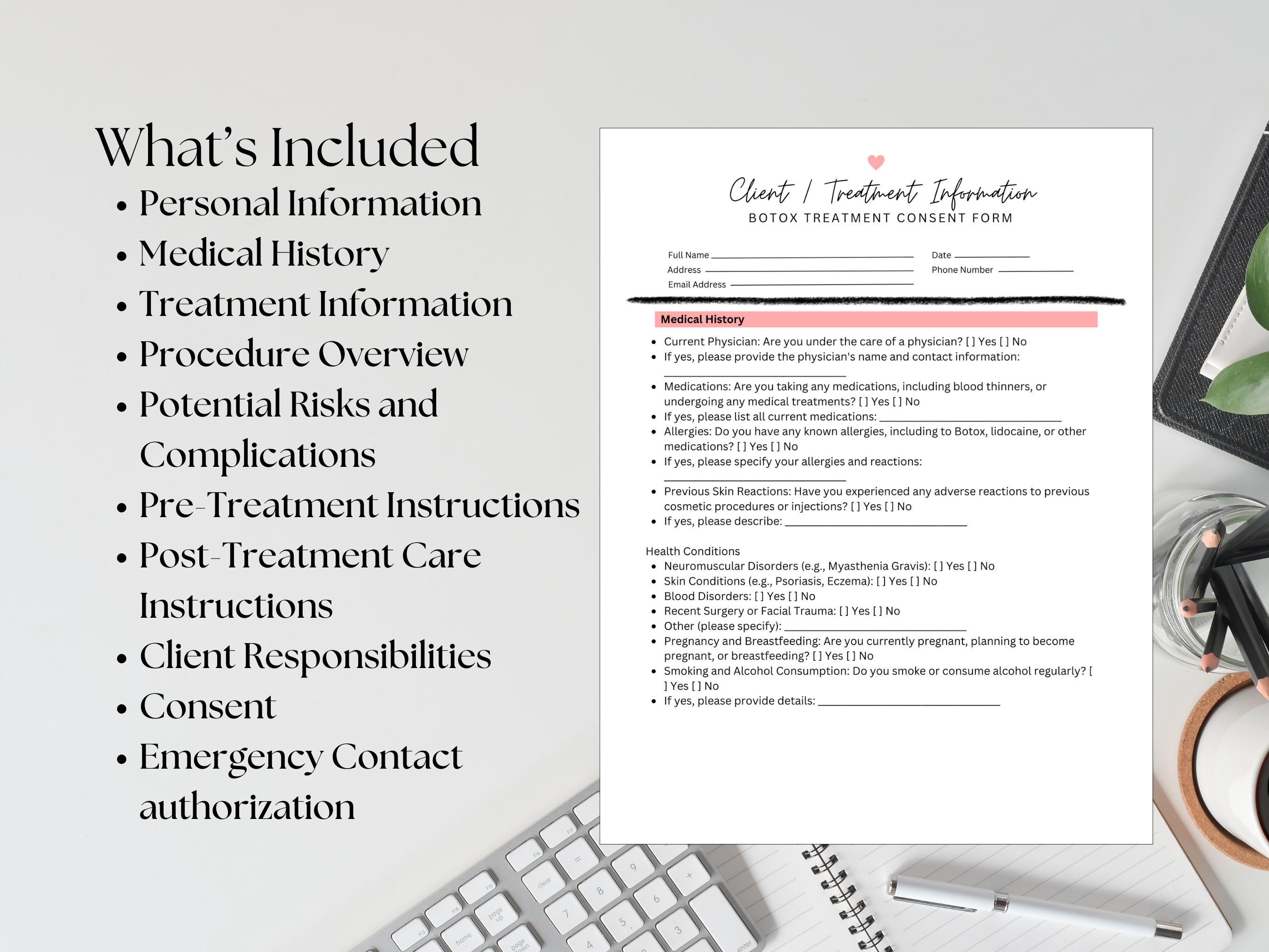 Botox Treatment Consent Form Printable Esthetician Treatment Consent ...