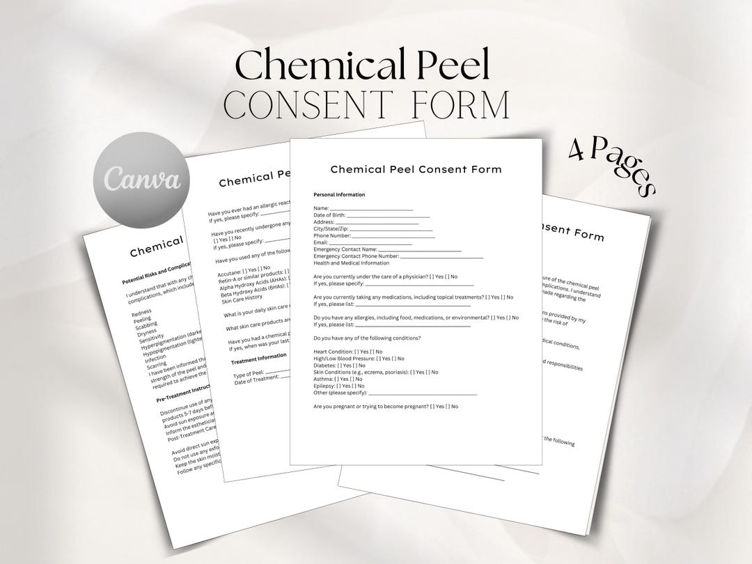 Chemical Peel Consent Form Printable Esthetician Treatment Consent Form ...