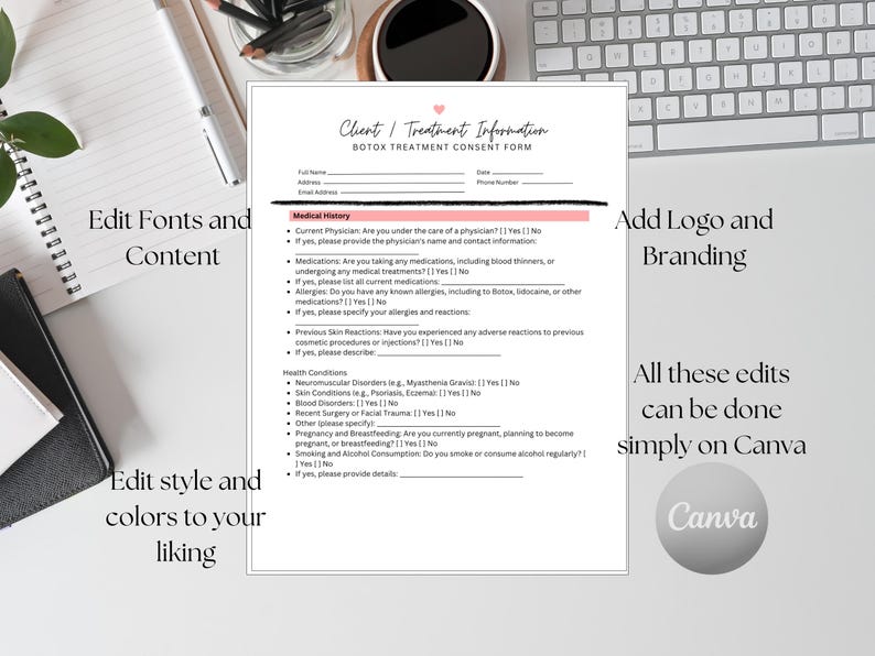 Botox Treatment Consent Form Printable Esthetician Treatment Consent ...