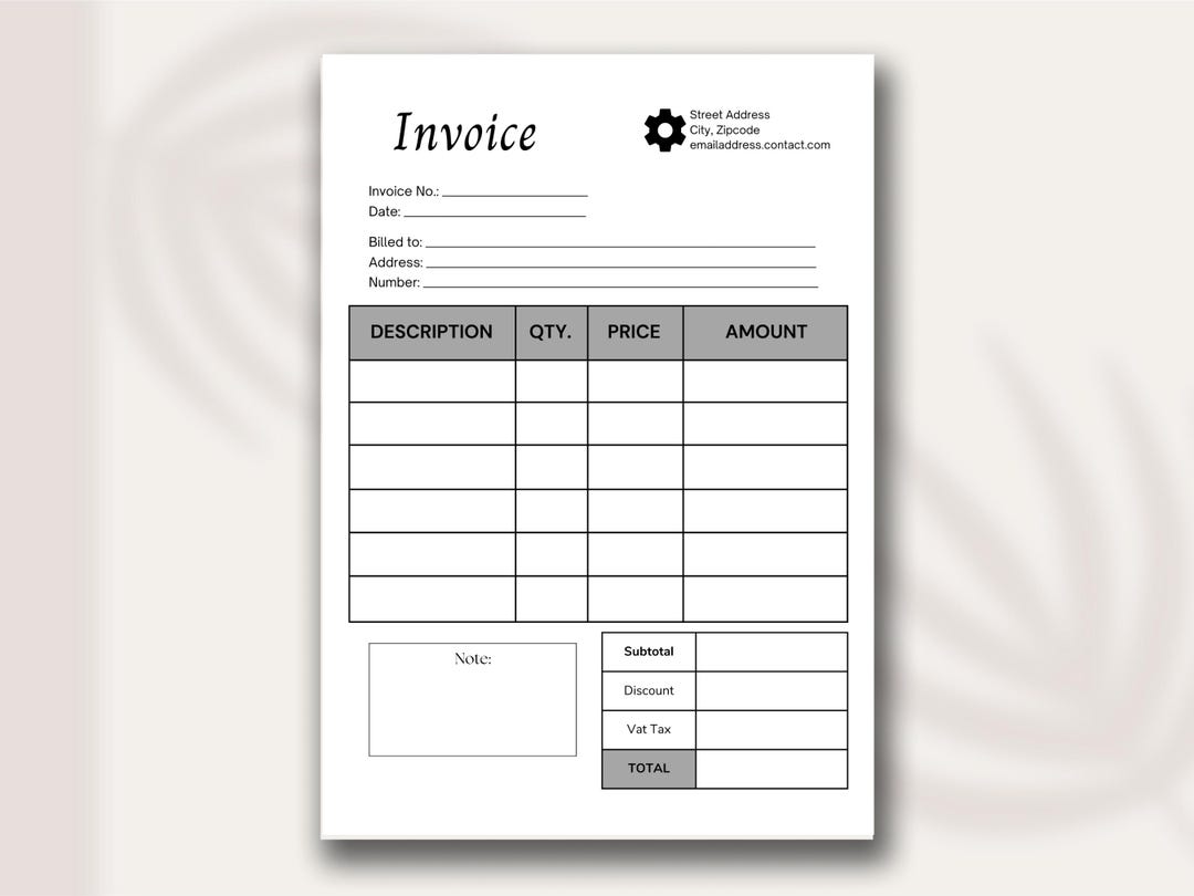 Invoice Template Business Invoice Client Invoice Customizable Printable ...
