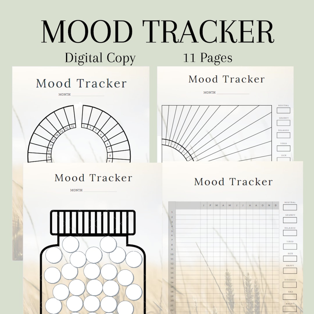 Mood Tracker, Daily Mood Tracker, Monthly Tracker, Yearly Tracker, Mood ...