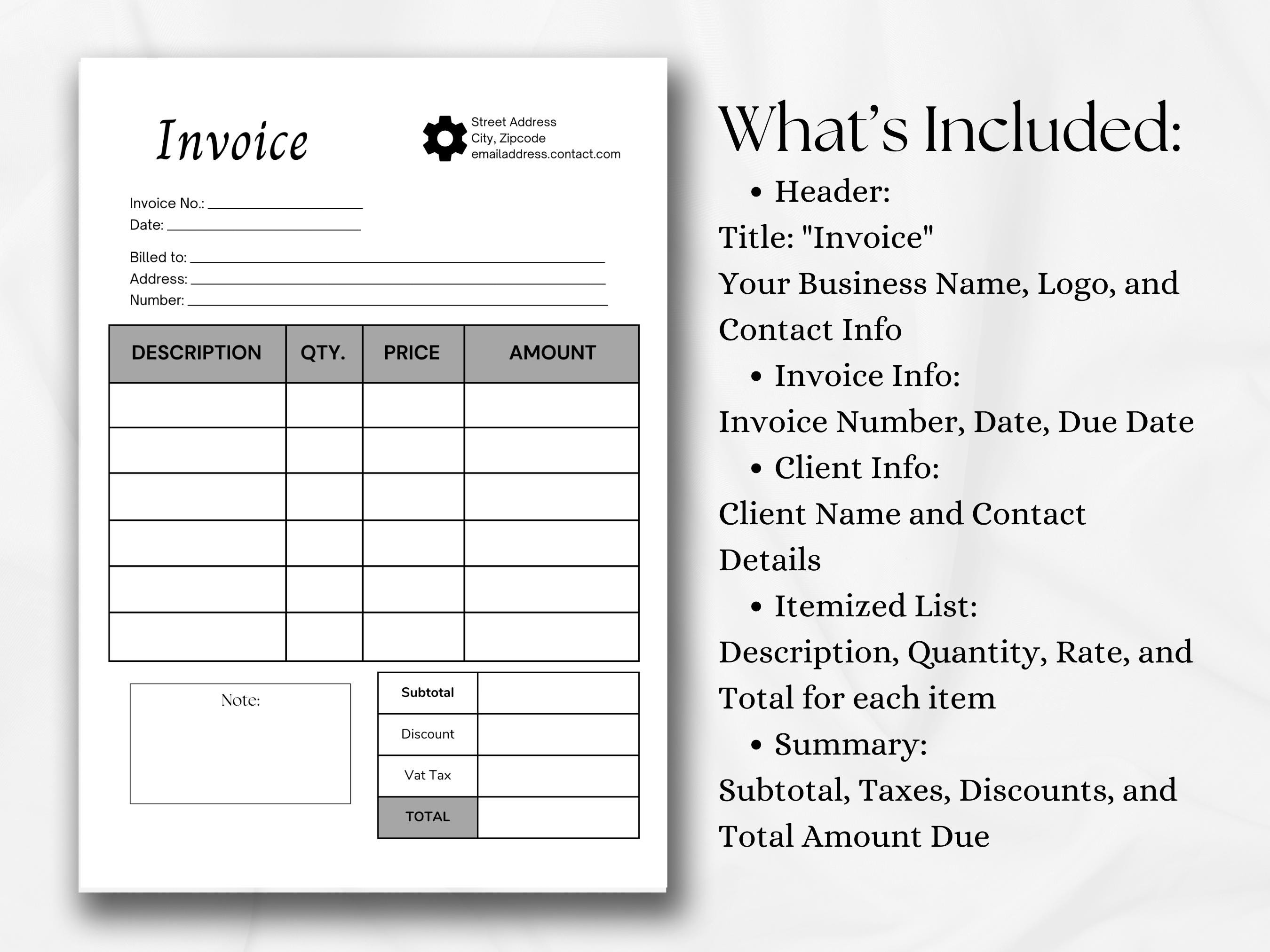Invoice Template Business Invoice Client Invoice Customizable Printable ...
